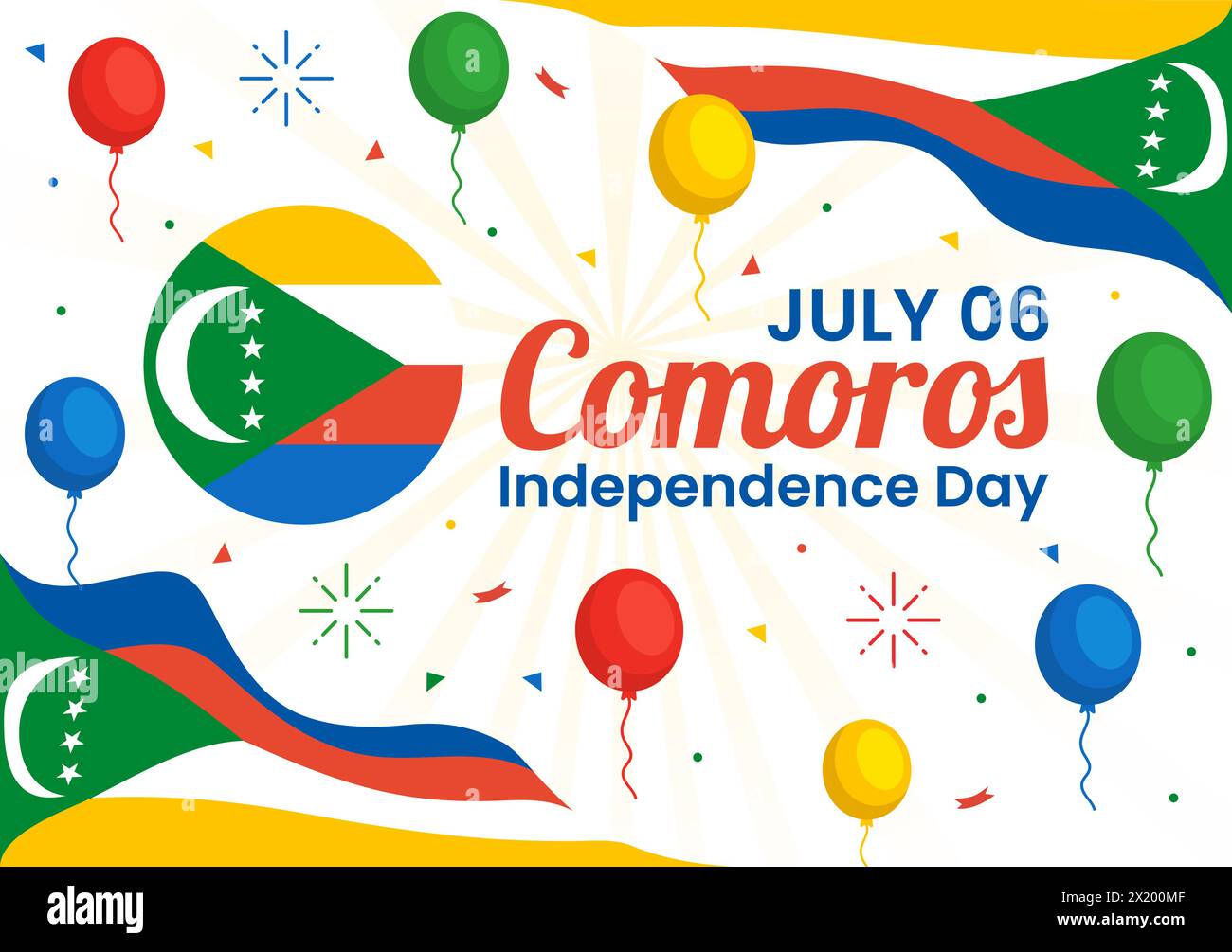 Happy Comoros Independence Day Vector Illustration on 6 July with ...