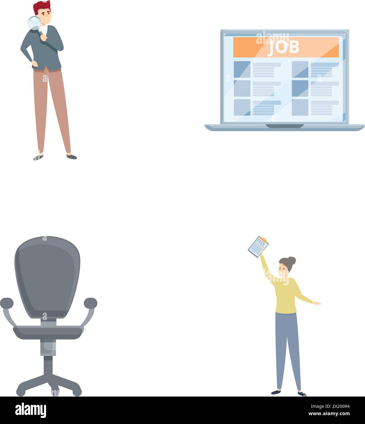 Dismissed people icons set cartoon vector. Fired man and woman looking ...