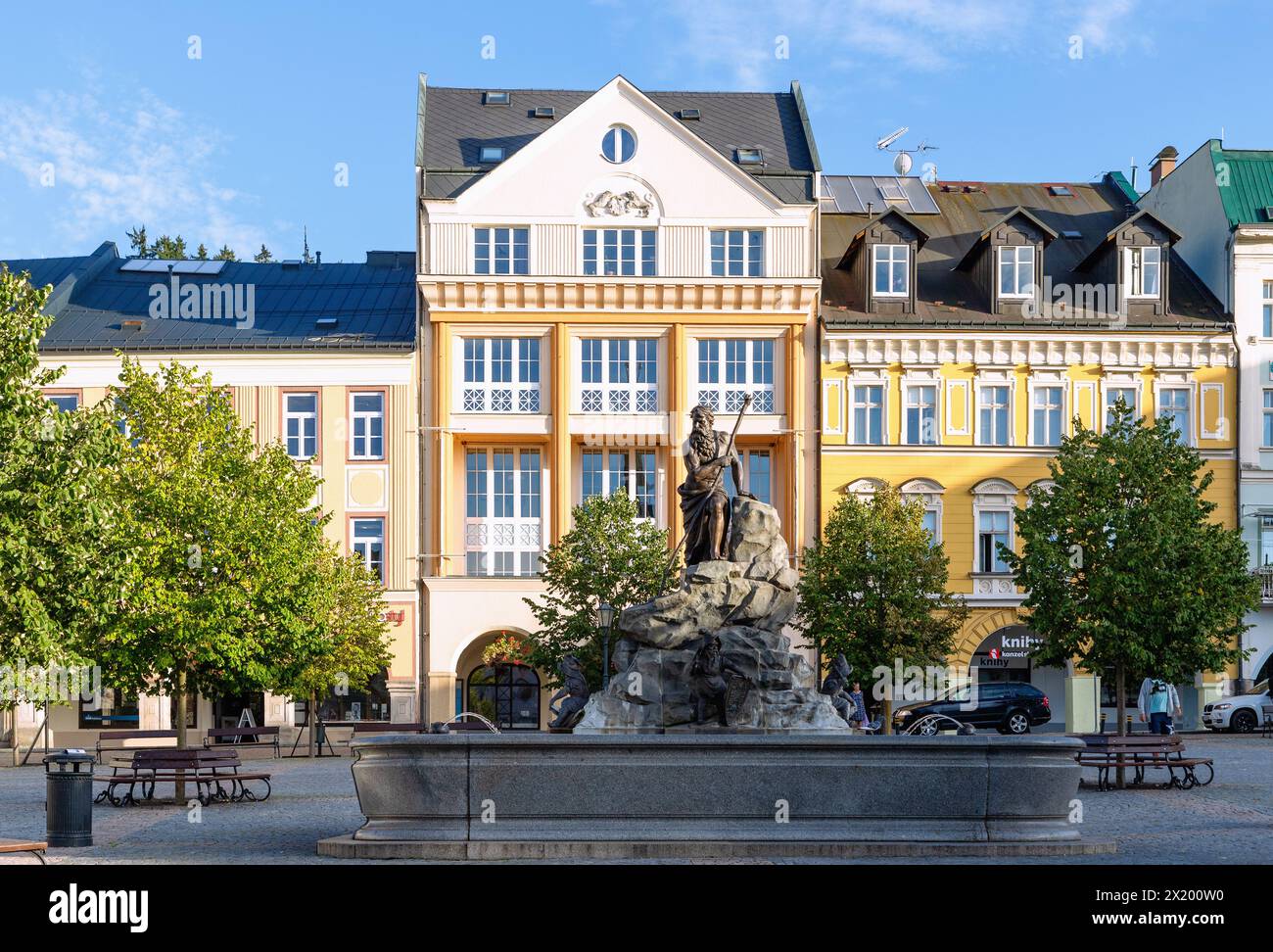 Market square (Krakonošovo náměstí, Krakonosovo Namesti) with Rübezahl ...
