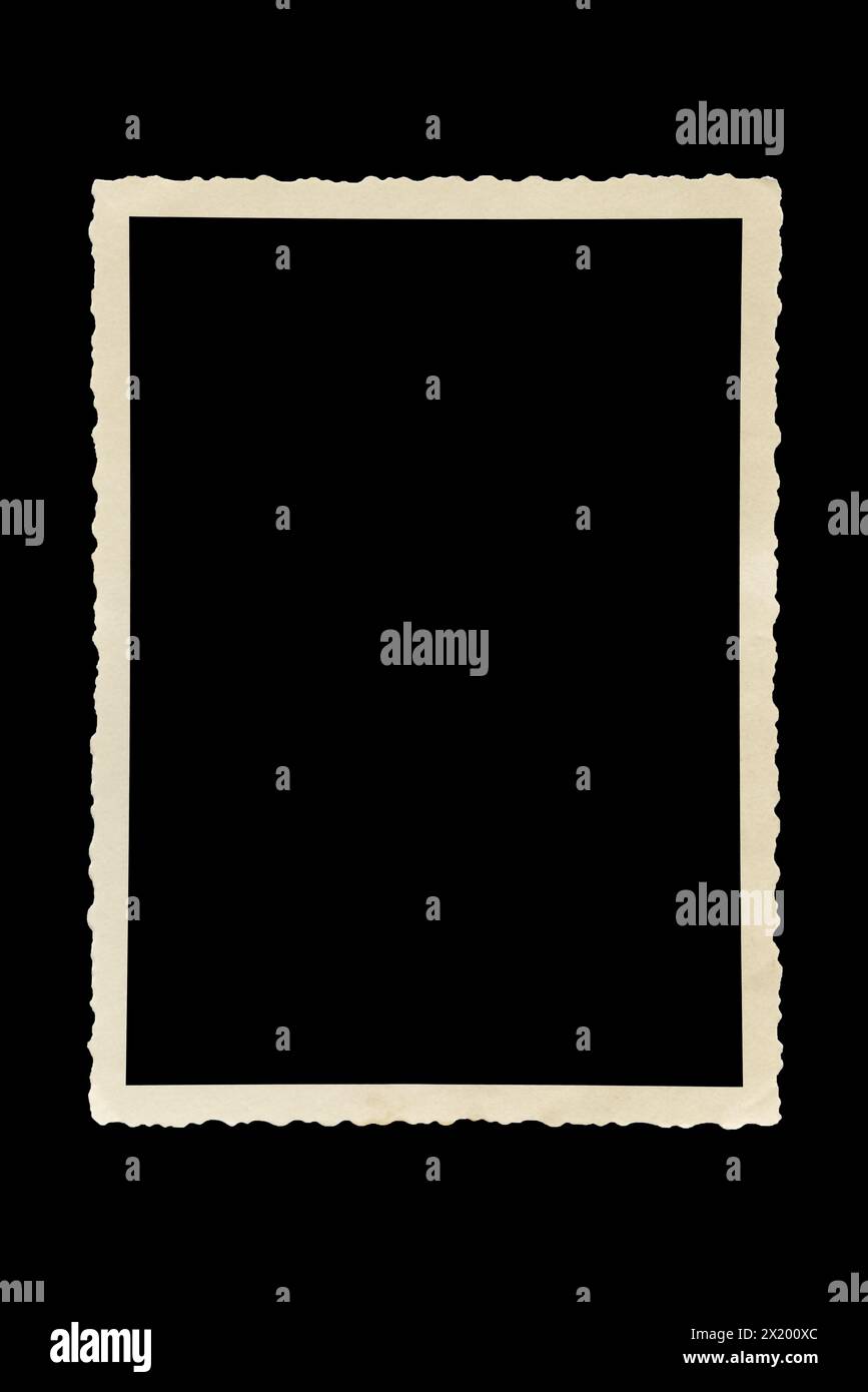 Old paper photo frame border overlay template isolated black background ...