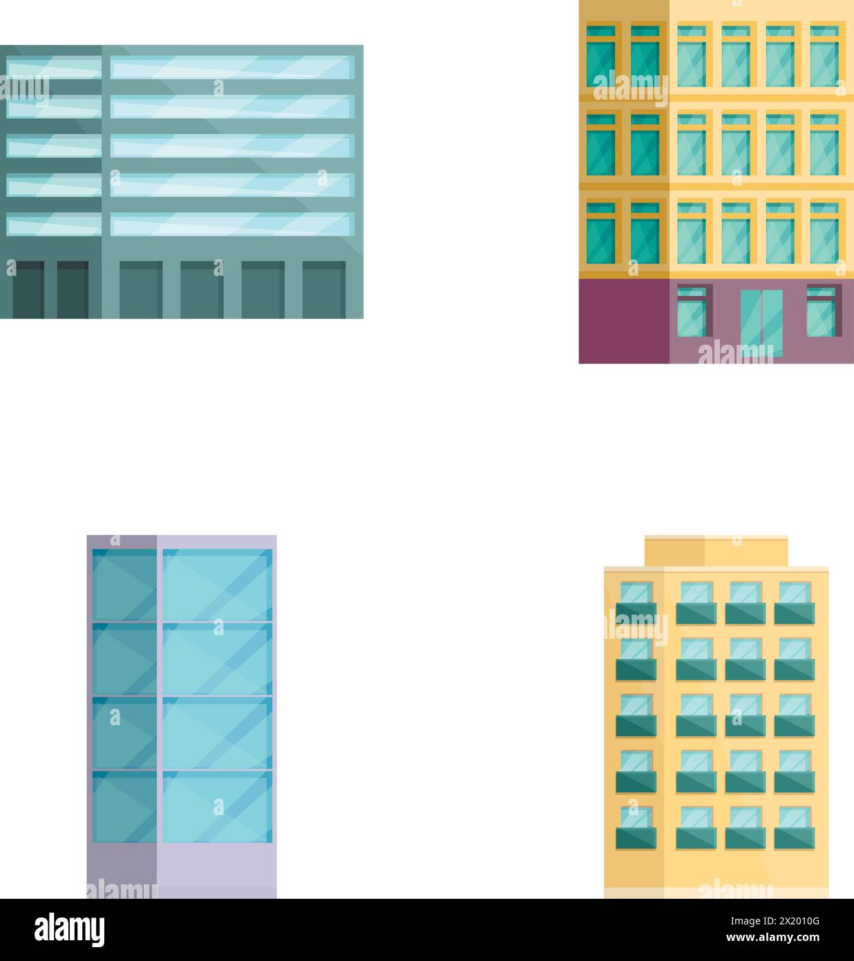 Skyscraper icons set cartoon vector. Building of different shape and ... Skyscraper icons set cartoon vector. Building of different shape and ...