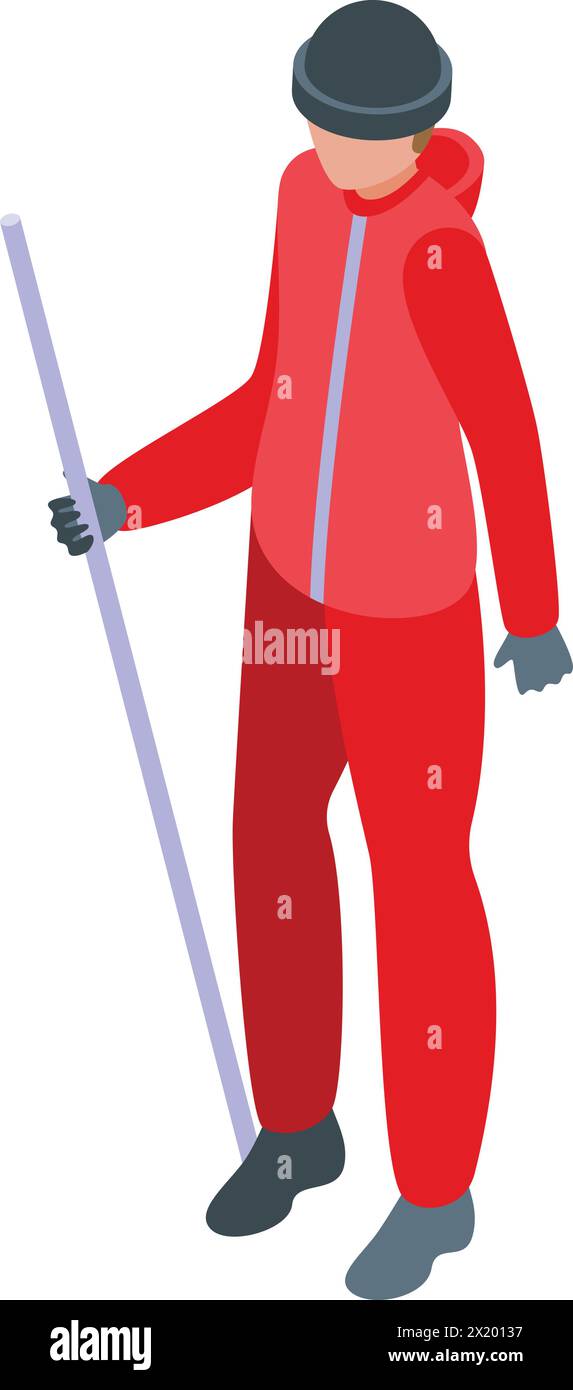 Man arctic exploration icon isometric vector. Ice pole. Station ...