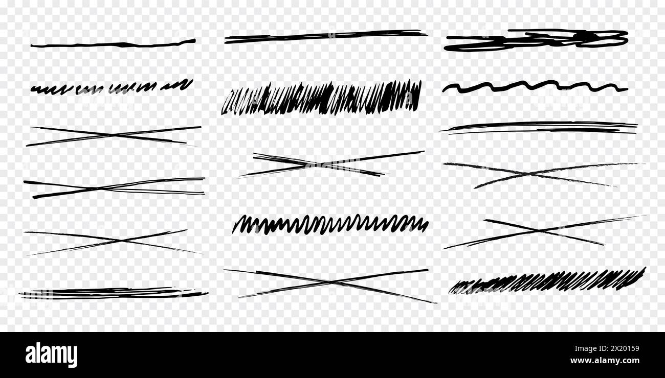 Underline scribble lines, cross stoke, set free hand fast marks ...