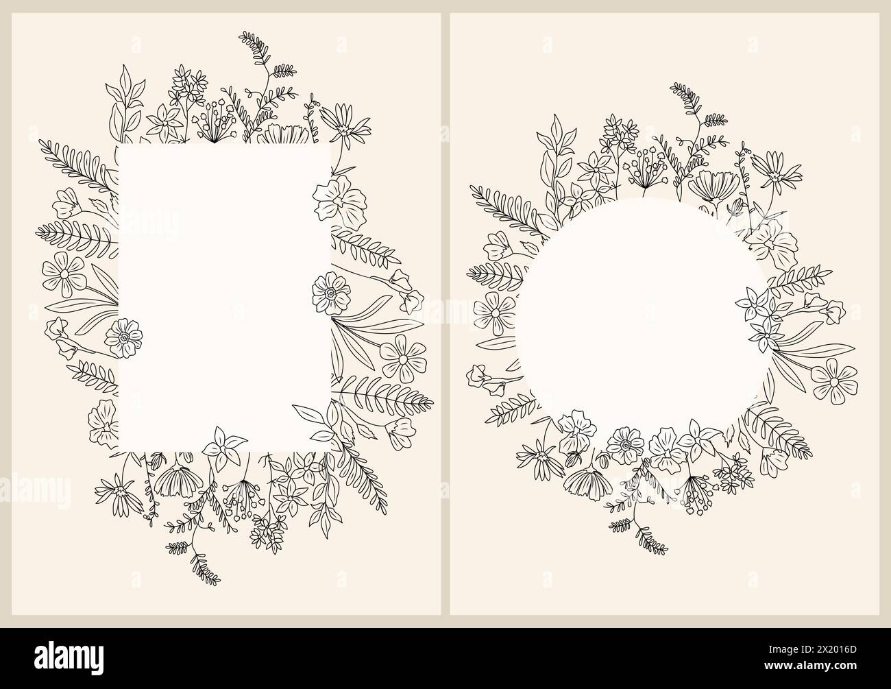 Wild flowers on beige Stock Vector Images - Alamy