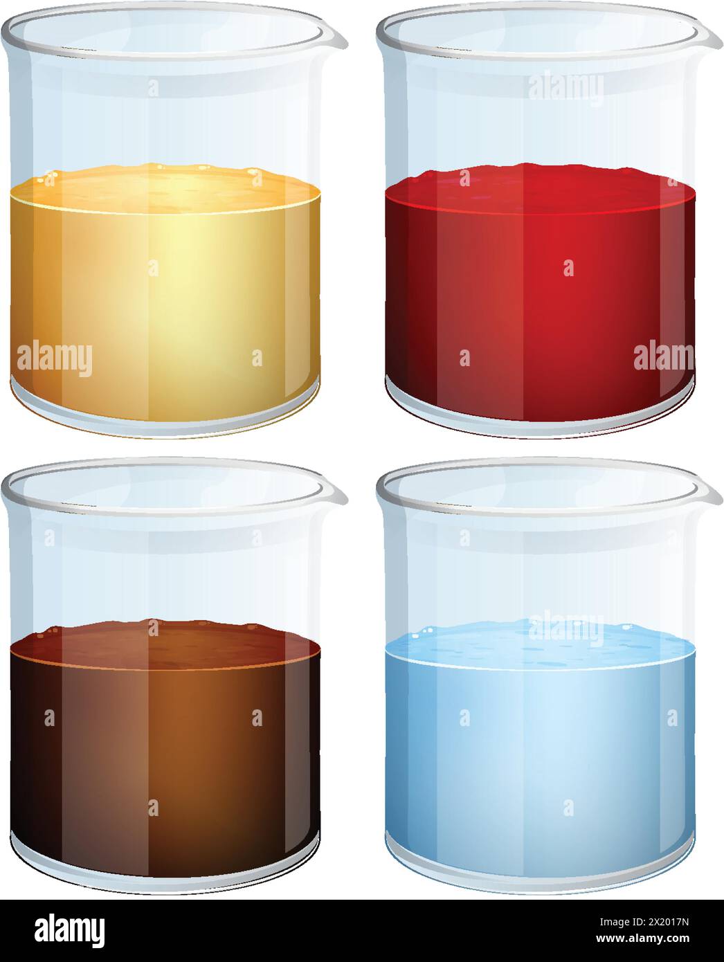 Four beakers filled with different colored liquids Stock Vector Image ...