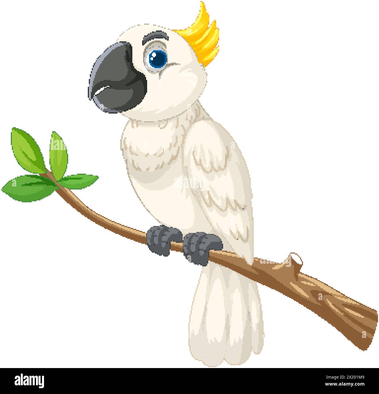 Vector illustration of a happy cockatoo on a branch Stock Vector Image ...