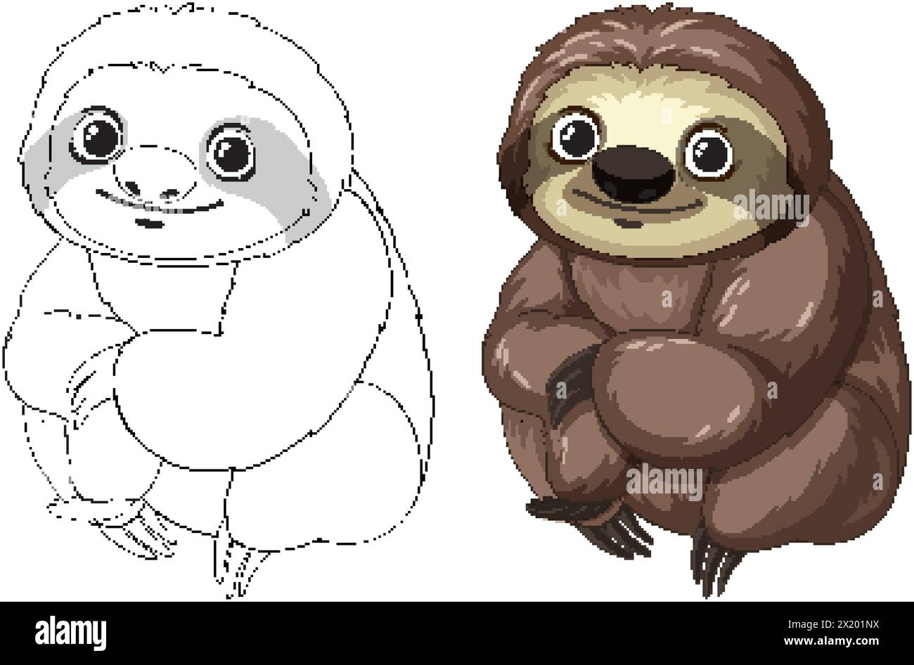 Vector illustration of a sloth, colored and outlined Stock Vector Image ...