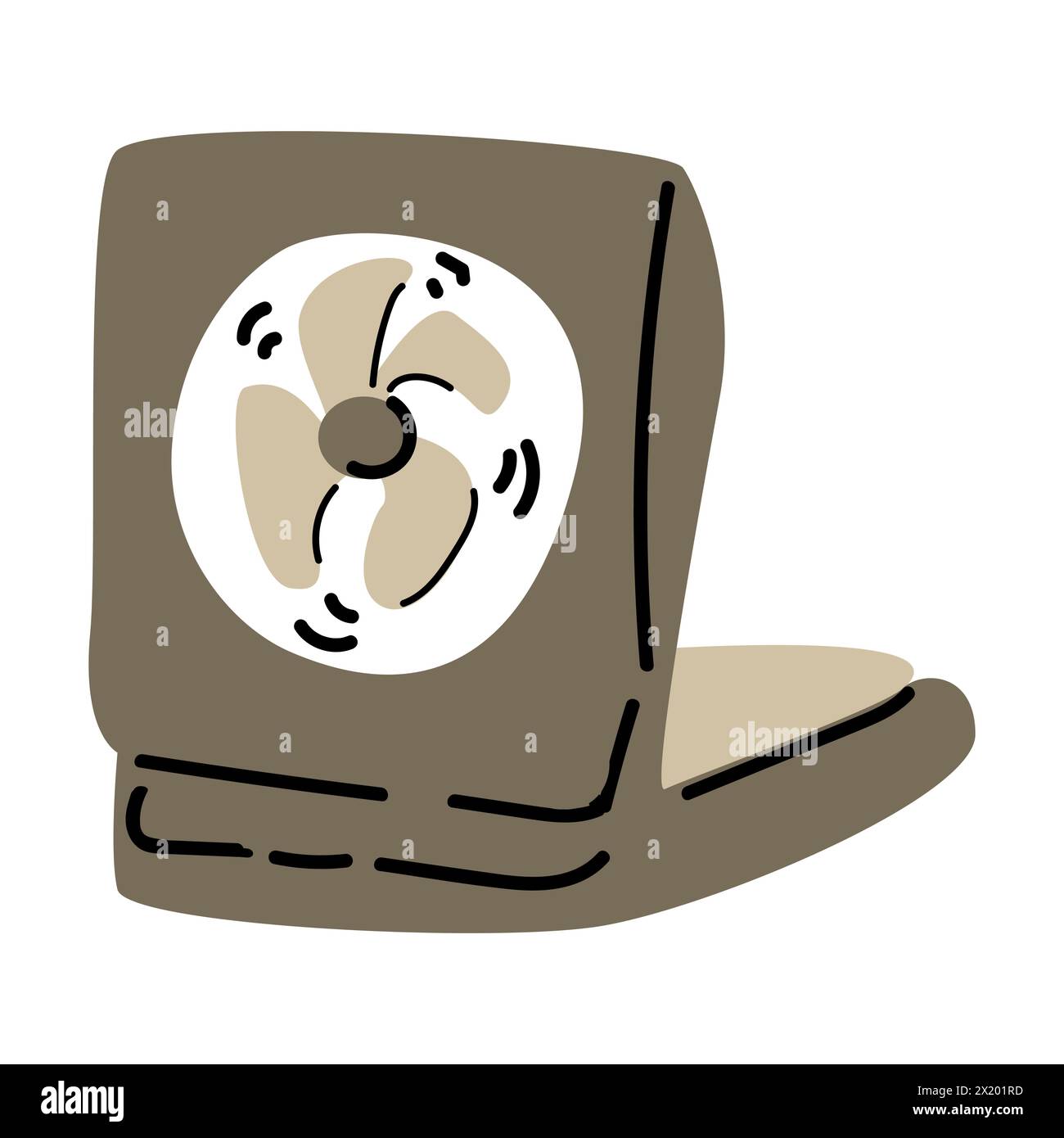 hand drawn simple portable fan - electric appliance. Vector ...