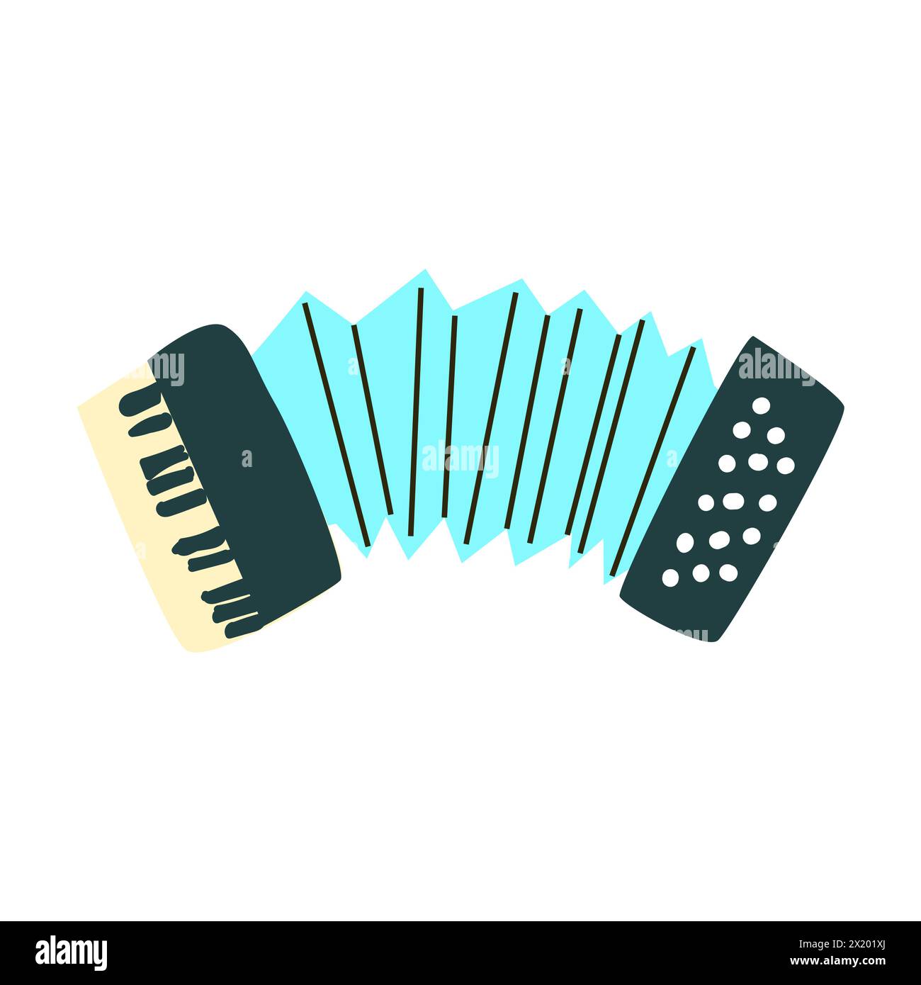 Bayan or accordion folk music instrument, cartoon icon isolated on ...