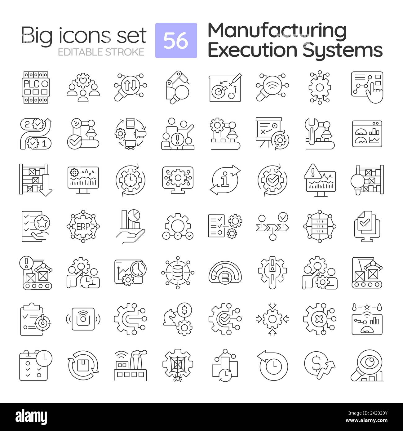 Manufacturing Execution Systems Linear Icons Set Stock Vector Image And Art Alamy