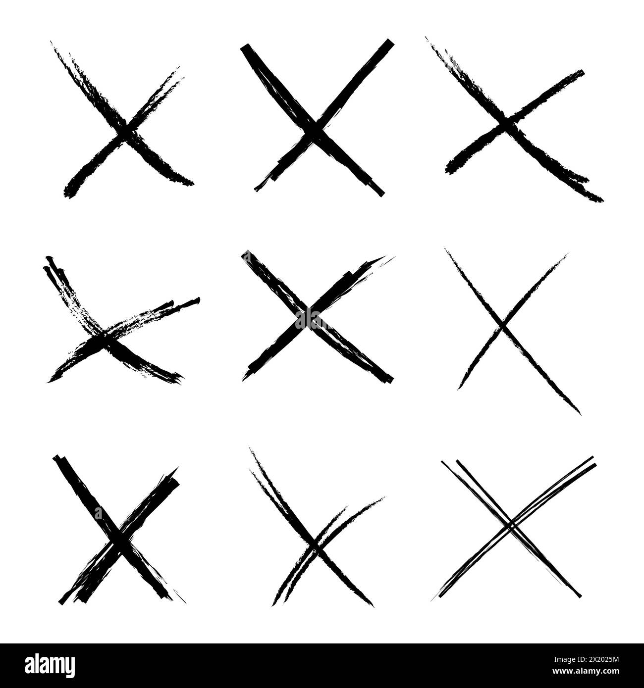 Cross sketch grunge scribble set X shape sign, mark on white background ...