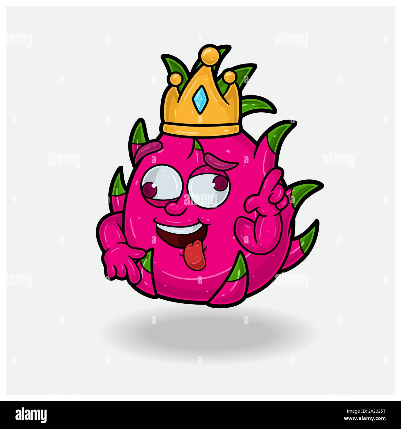 Crazy expression with Dragon Fruit Crown Mascot Character Cartoon ...