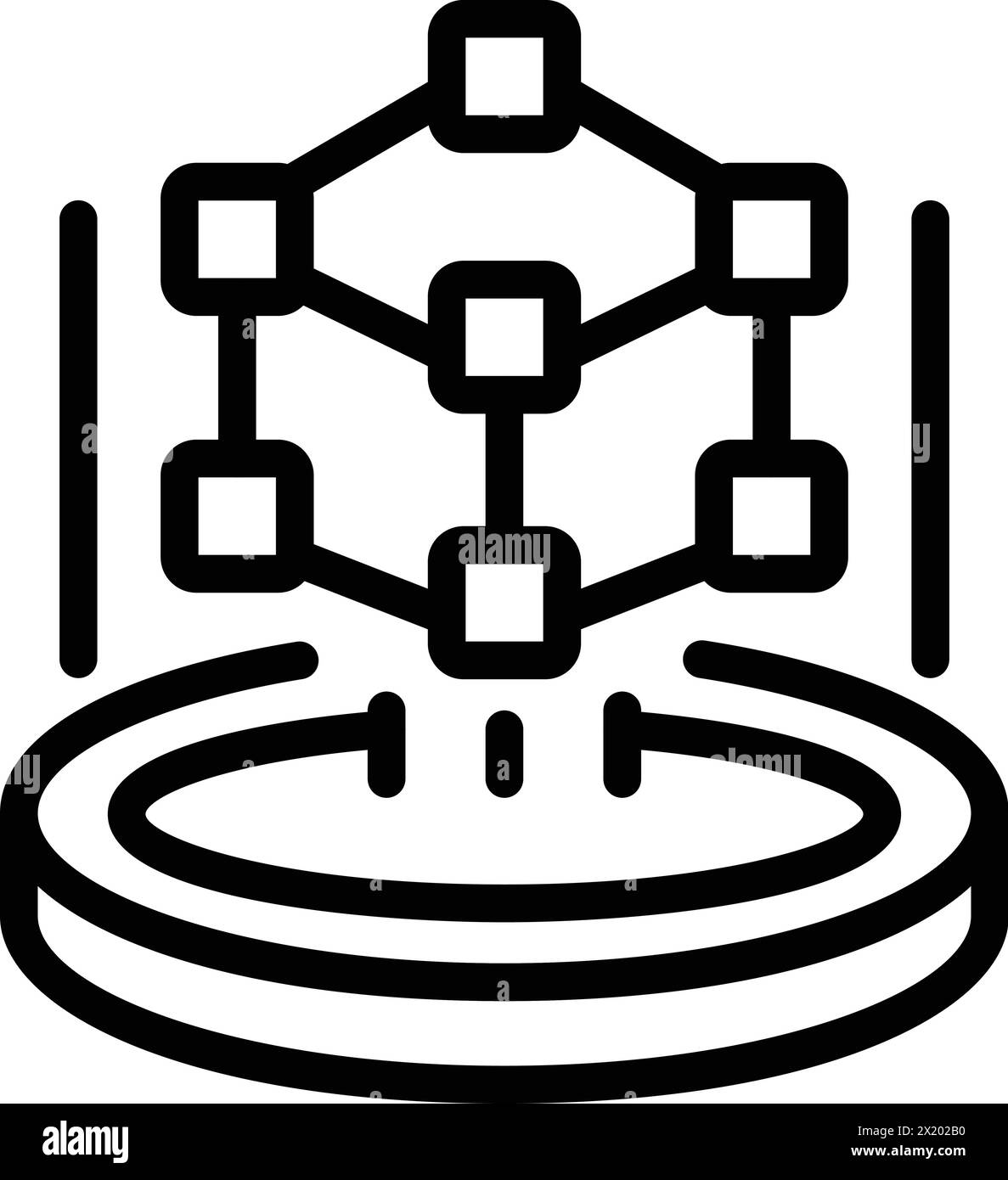 Virtual reality hologram icon outline vector. Futuristic visualization ...