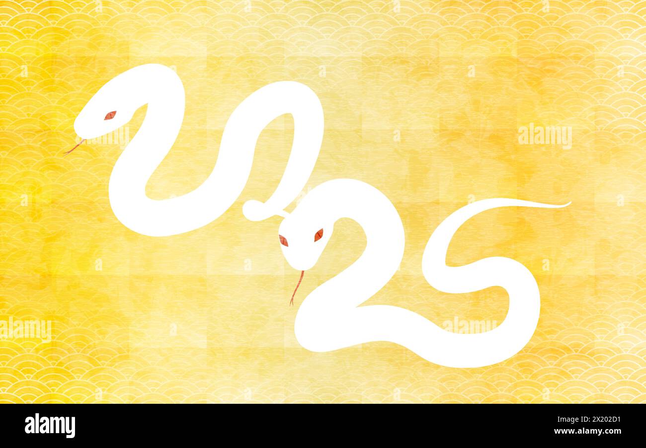 Japanese gold background with snakes in the shape of the number 2025 ...
