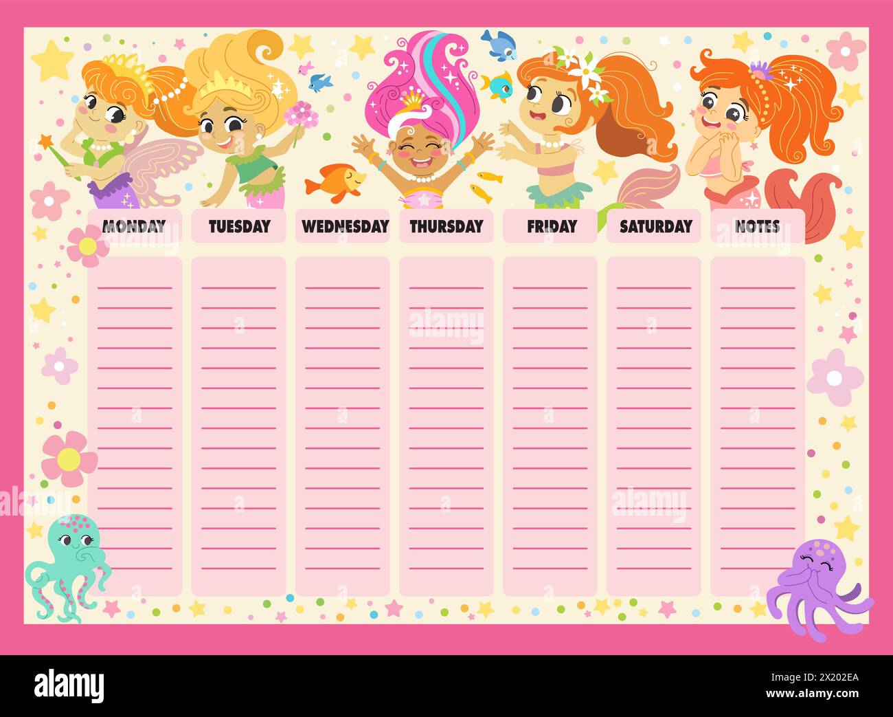 School timetable. Weekly schedule vector template for school students ...