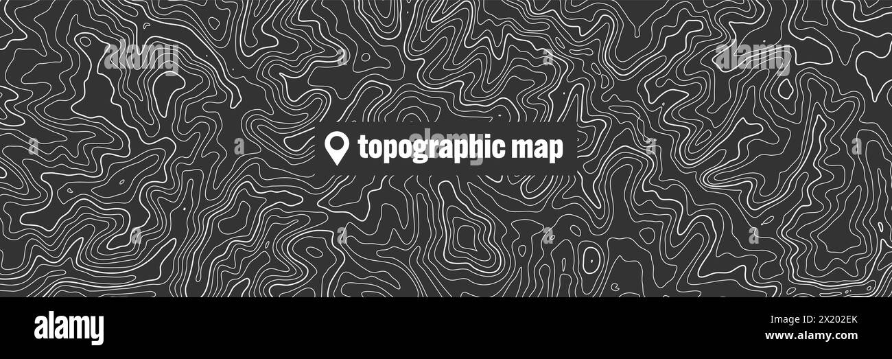 Topographic map with contour lines. Geographic terrain grid, relief ...