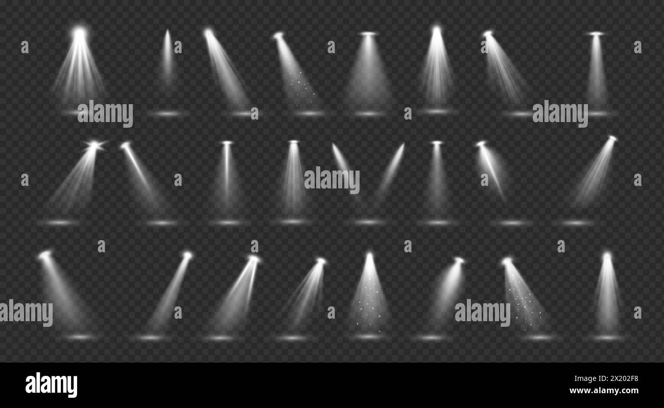 White stage backlight effects 3d realistic vector illustration set ...