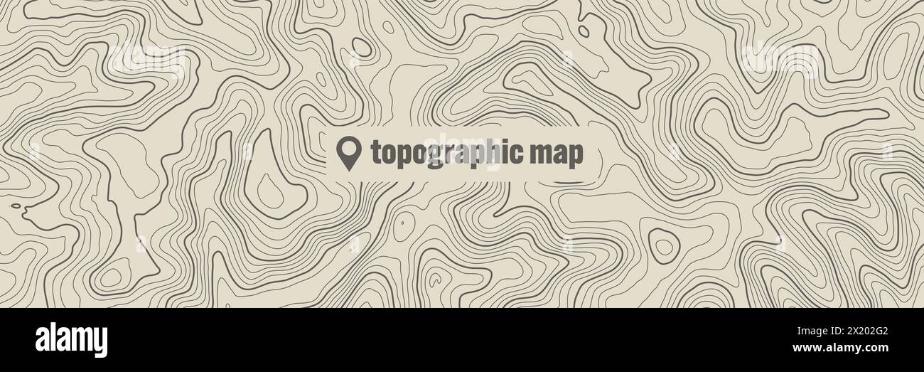 Topographic map with contour lines. Geographic terrain grid, relief ...