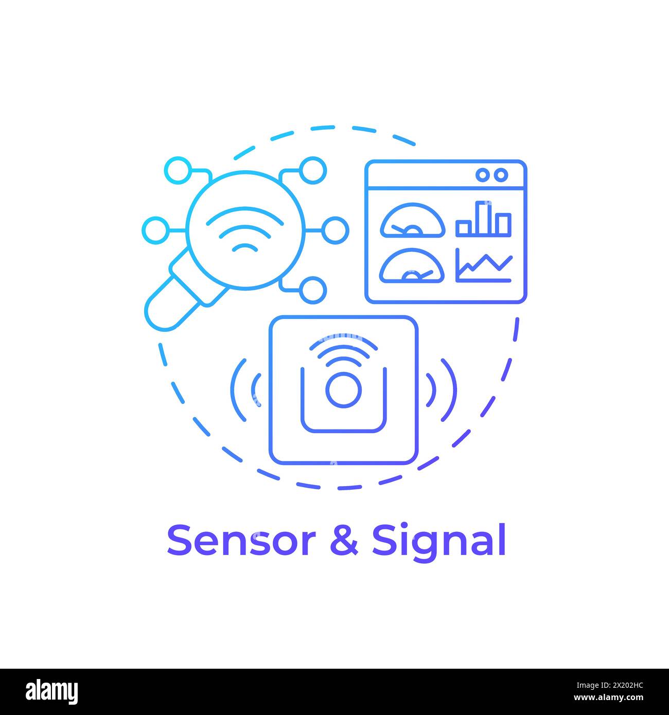 Sensor and signal blue gradient concept icon. Product tracking, motion ...