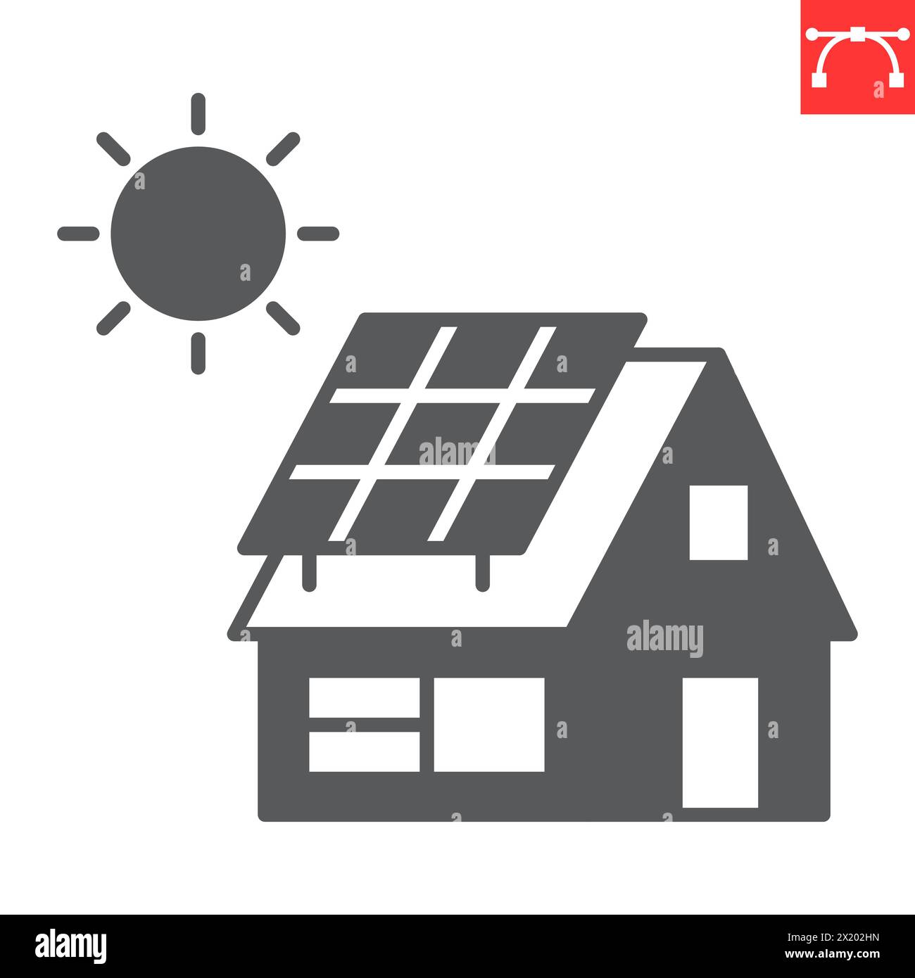 Eco house glyph icon, ecology and construction , house with solar panel ...