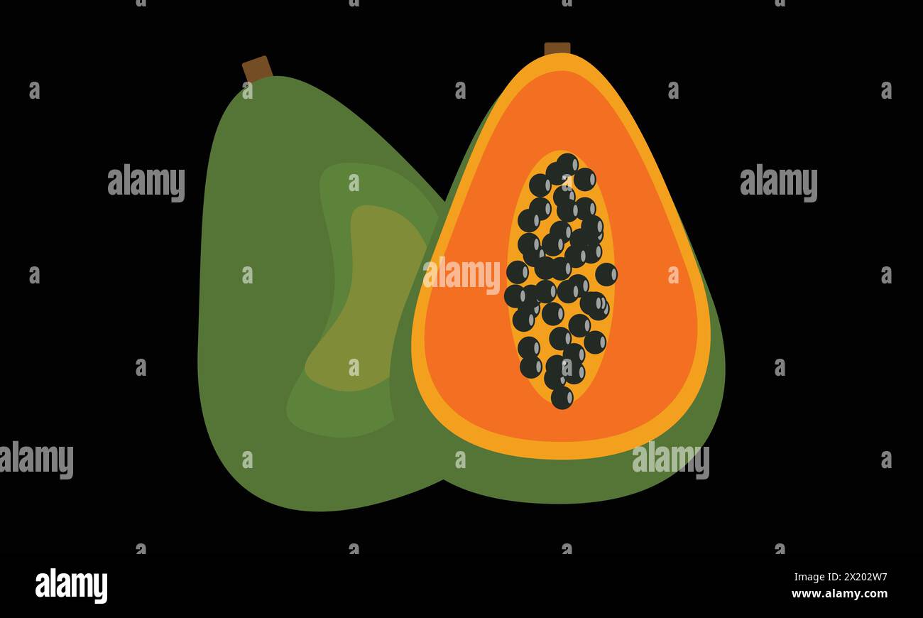 Half papaya vector vectors hi-res stock photography and images - Alamy