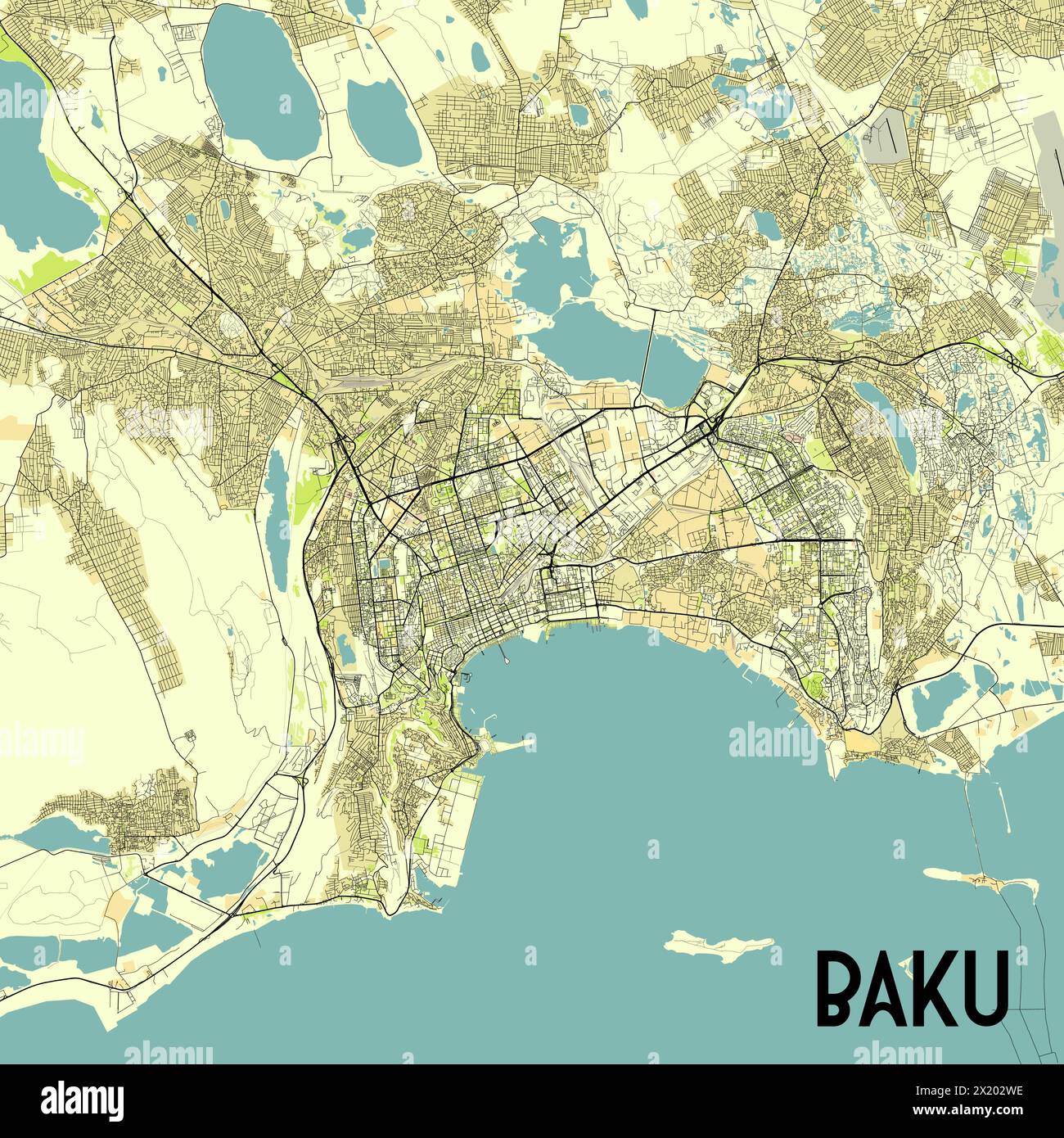 Baku, Azerbaijan map poster art Stock Vector Image & Art - Alamy