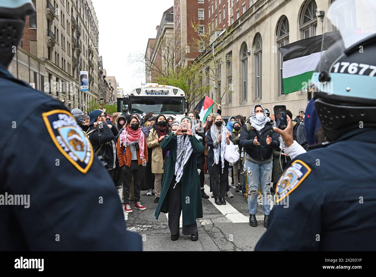 New York, New York, USA. 18th Apr, 2024. Palestinian supporters ...