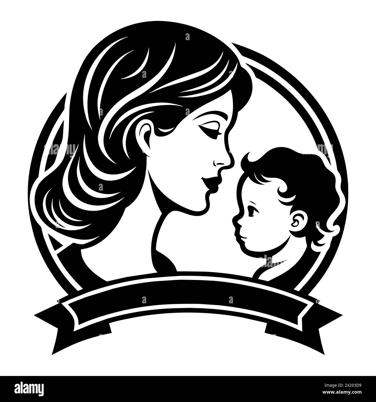Pretty Mother day black line style art Stock Vector Image & Art - Alamy