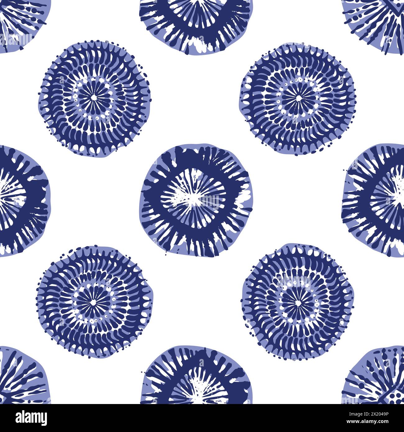 Indigo blue Japanese block print effect pattern. Seamless hand made ...