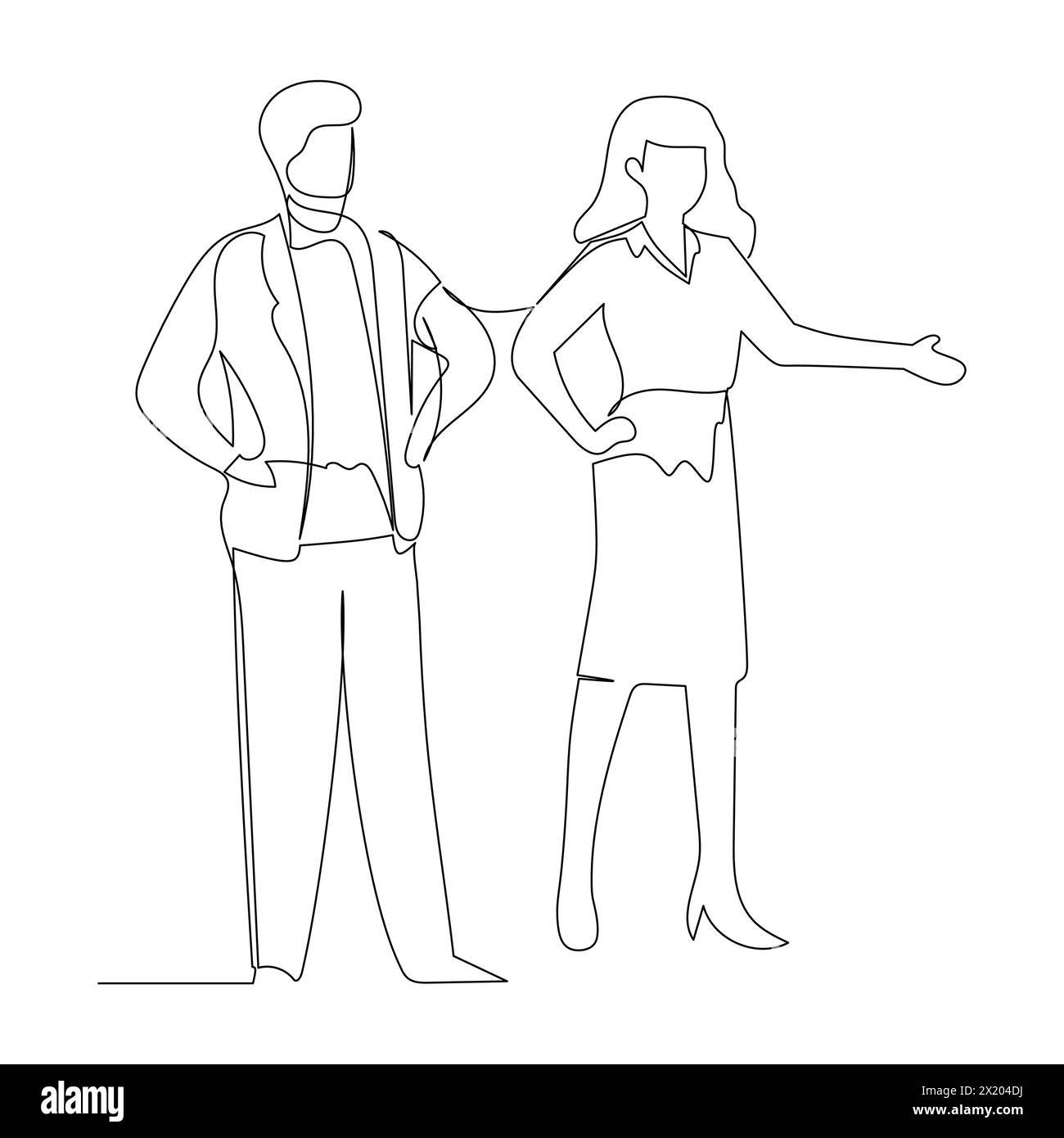 Simple continuous line drawing vector illustration of Businessman and ...