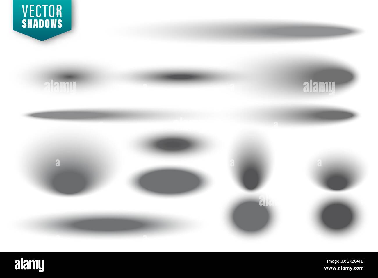 Realistic shadow effect. Round shadows collection isolated on white ...