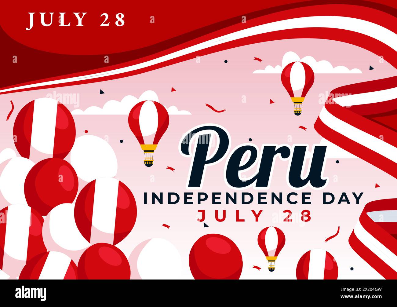 Happy Peru Independence Day Vector Illustration on july 28 with Waving ...