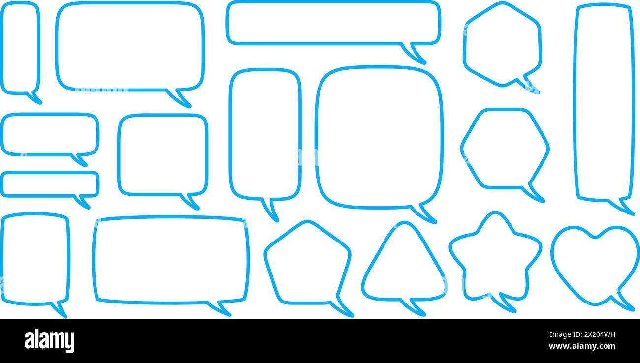 Text talk balloons. Speech bubbles clouds for dialog. Outline comic ...