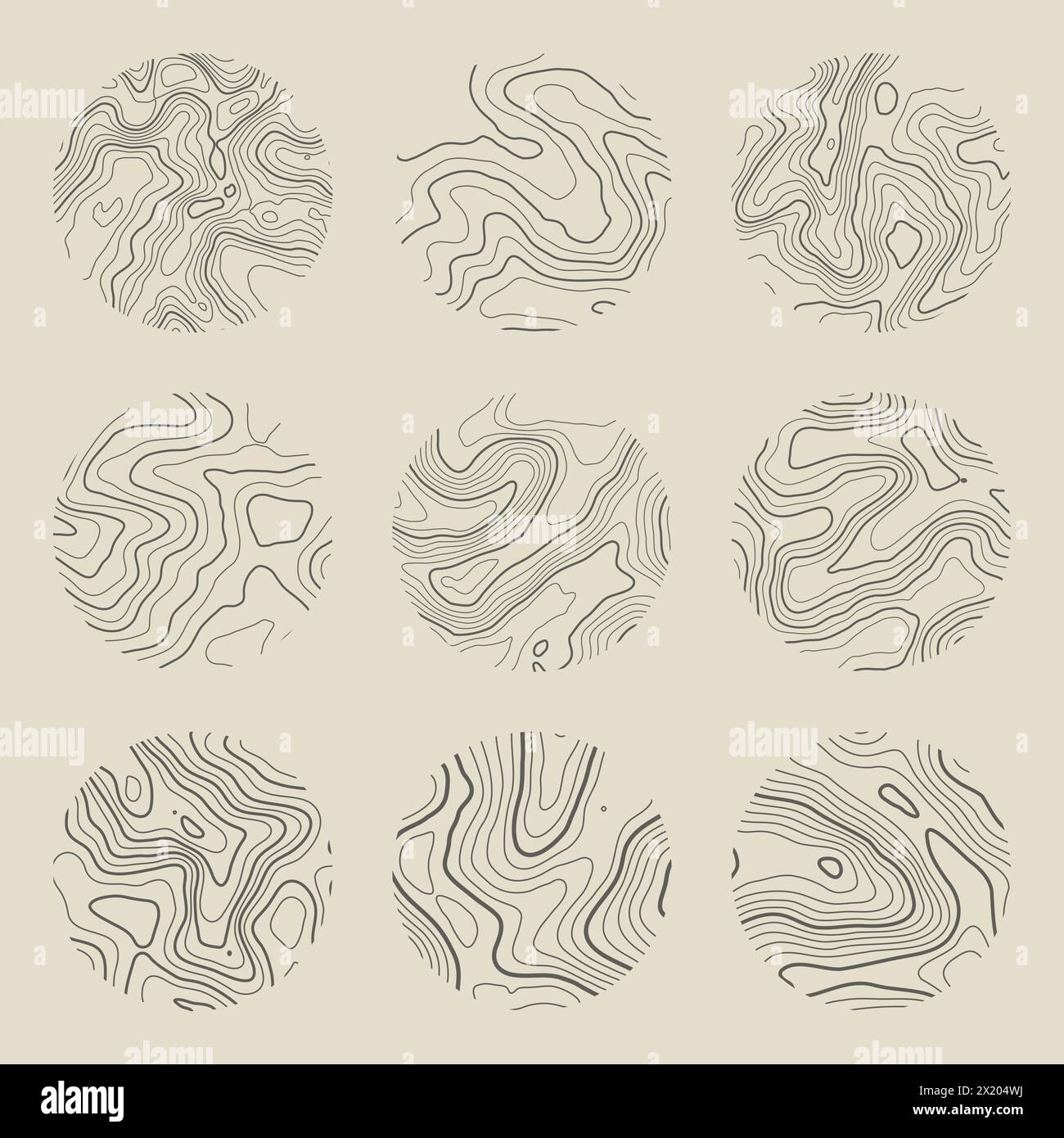 Topographic map with contour lines. Geographic terrain grid, relief ...