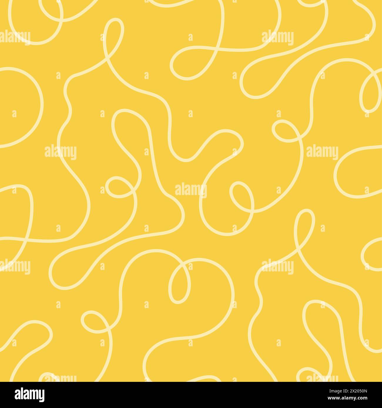 Noodle pasta seamless pattern vector background. Spaghetti curvy doodle ...