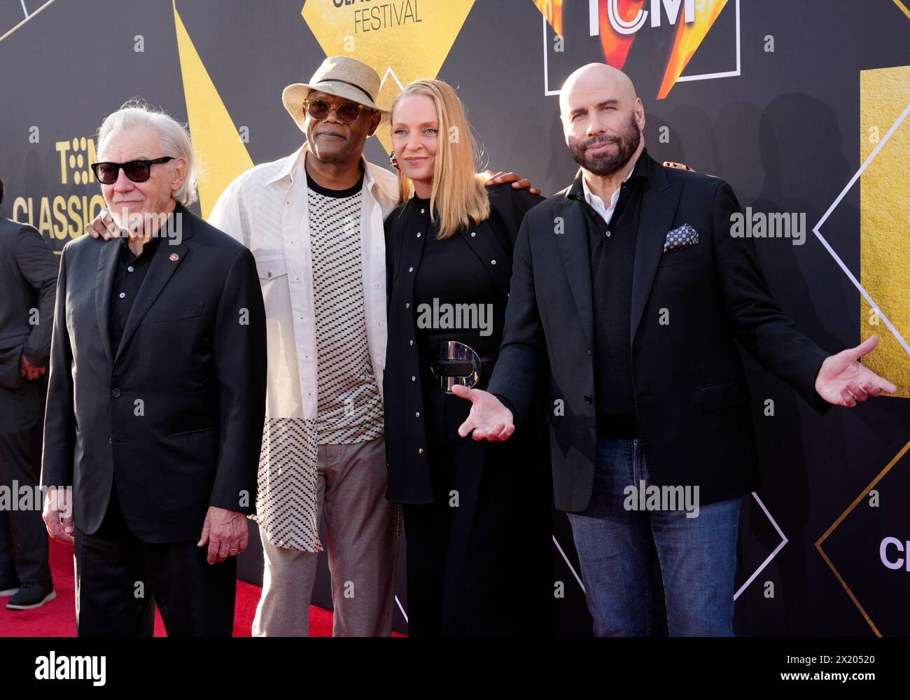 From left, Harvey Keitel, Samuel L. Jackson, Uma Thurman and John ...