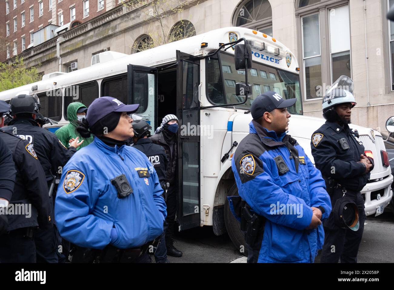 New York, United States. 18th Apr, 2024. An arrested student with a ...
