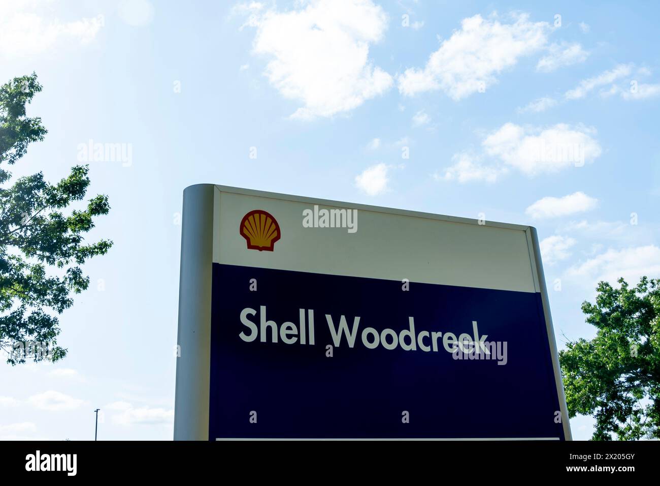 Shell Woodcreek sign is seen in Houston, Texas, USA Stock Photo - Alamy