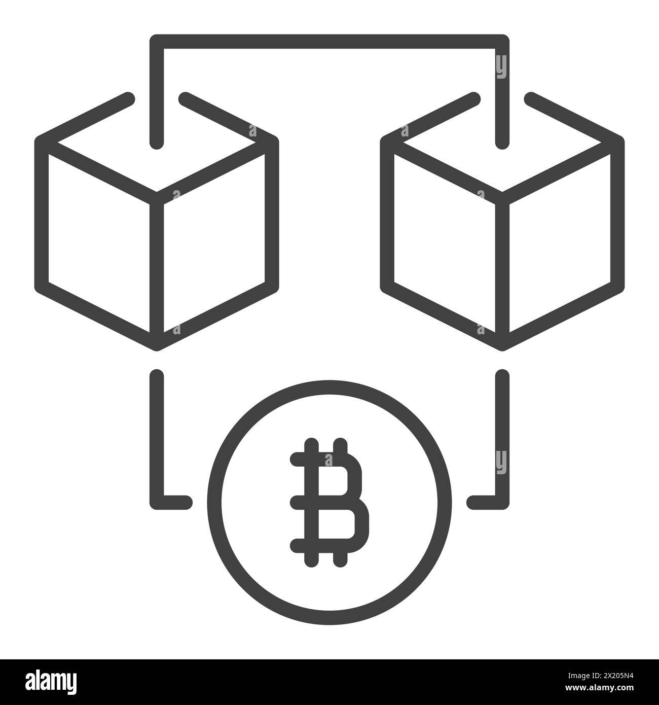 Bitcoin vector Blockchain Technology concept icon or symbol in thin ...