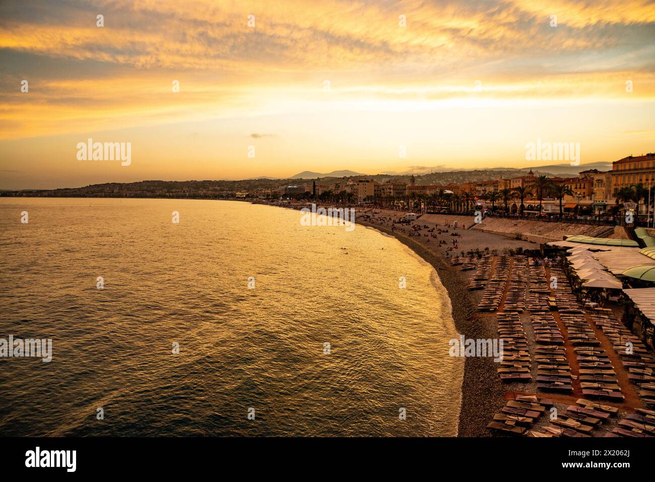 View of Castel public beach and the Mediterranean sea in Nice, France ...