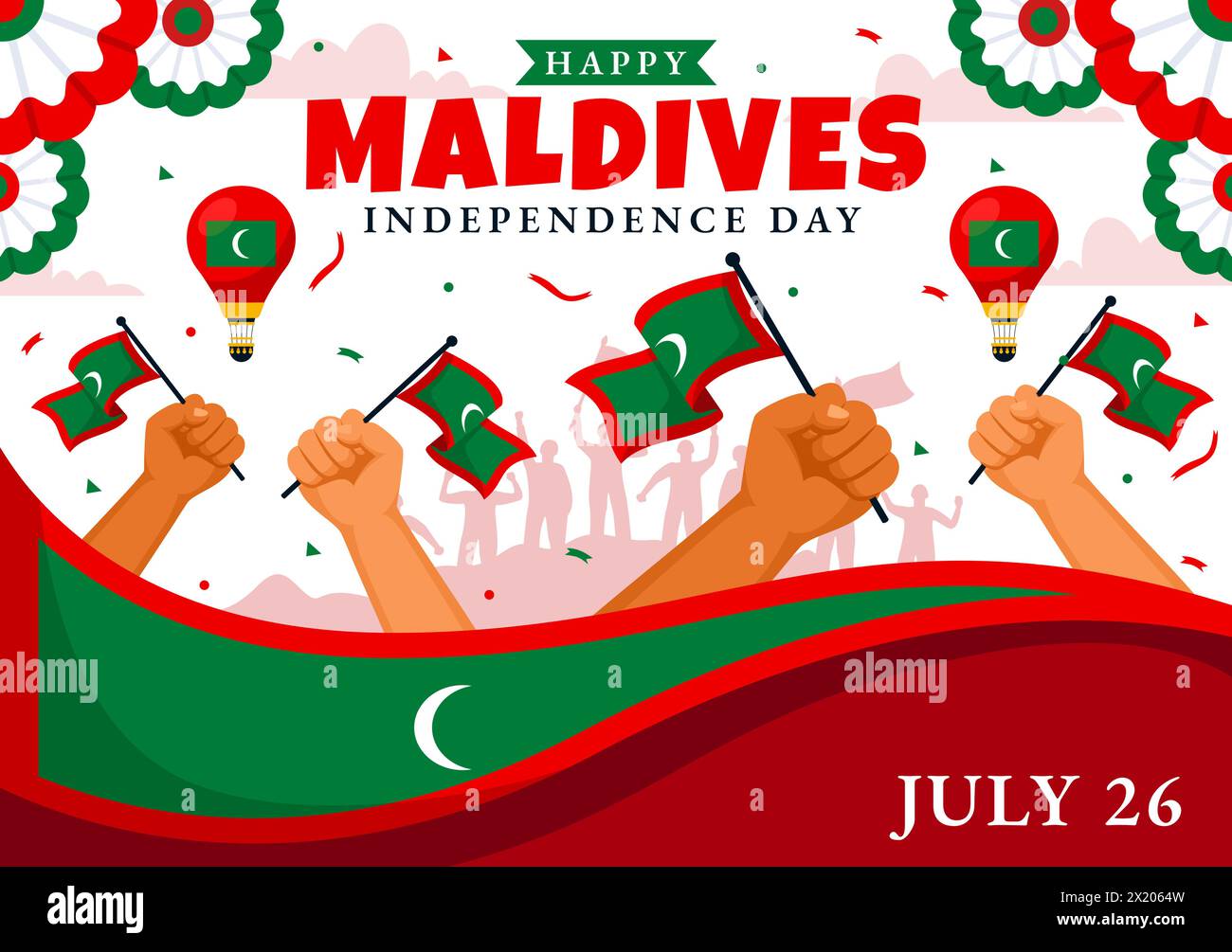 Happy Maldives Independence Day Vector Illustration on 26 July with ...