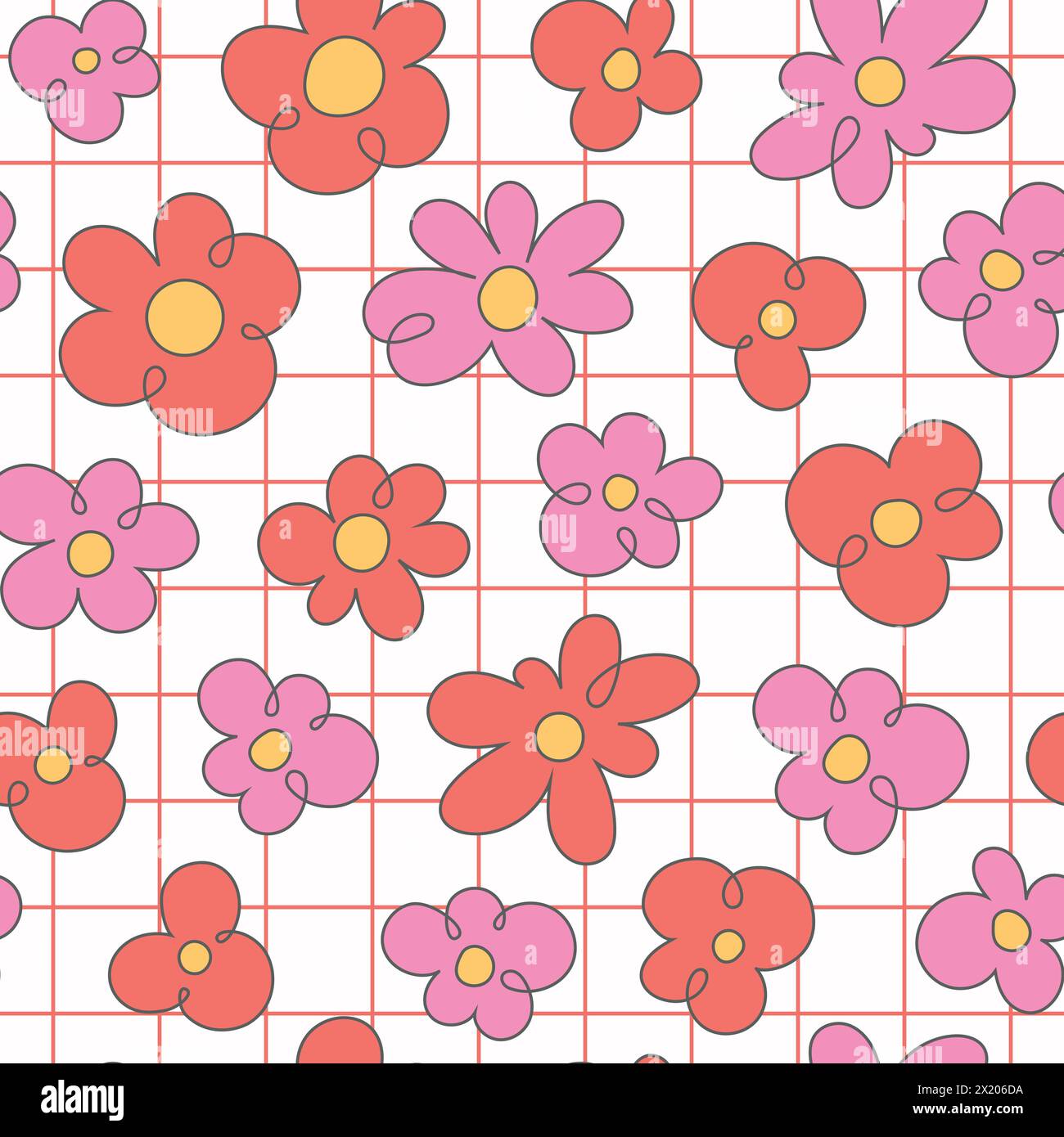 Retro 60s groovy psychedelic seamless pattern background. Cartoon ...