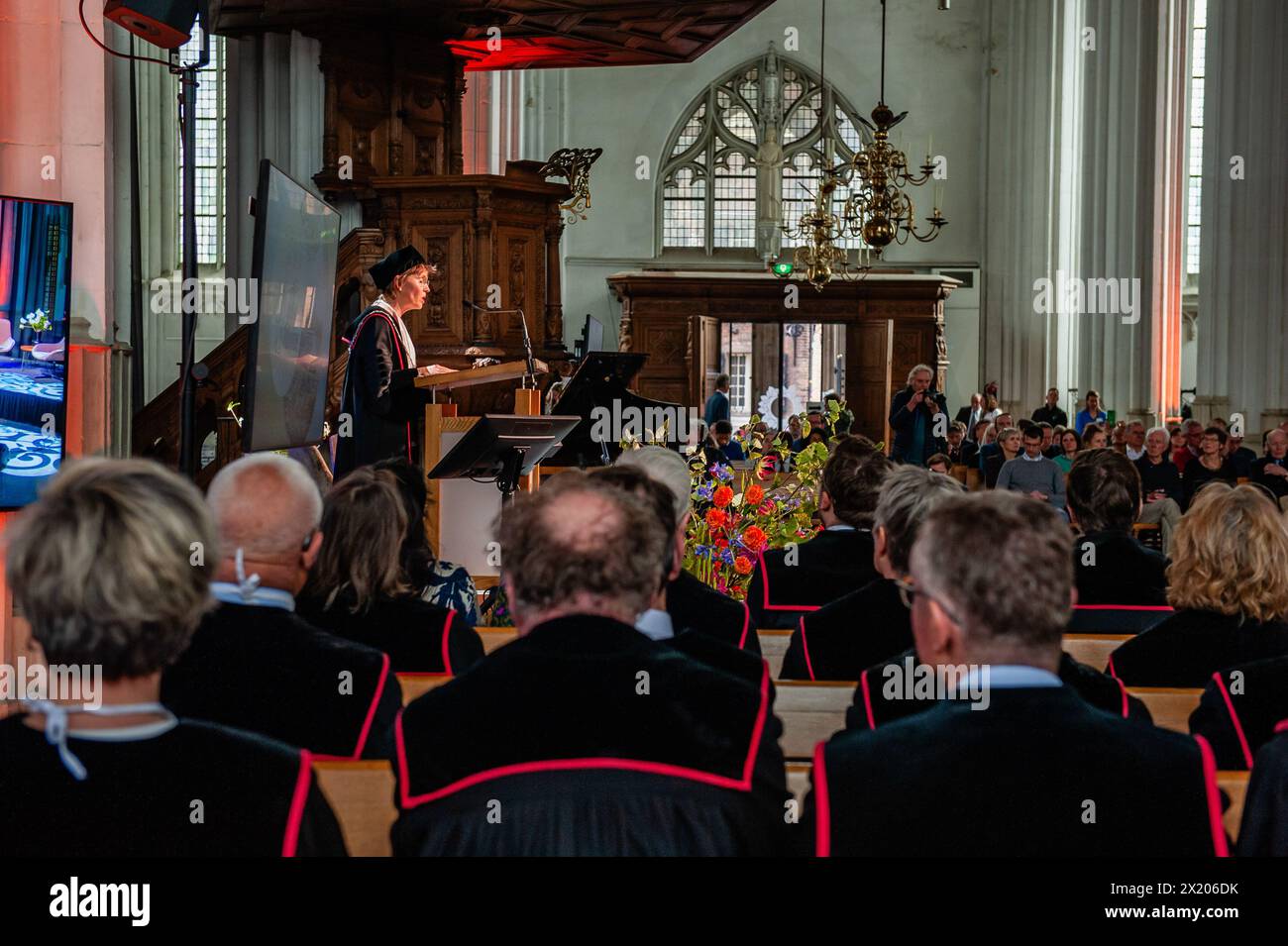 Radboud University's Rector Magnificus Jose Sanders is seen giving a ...