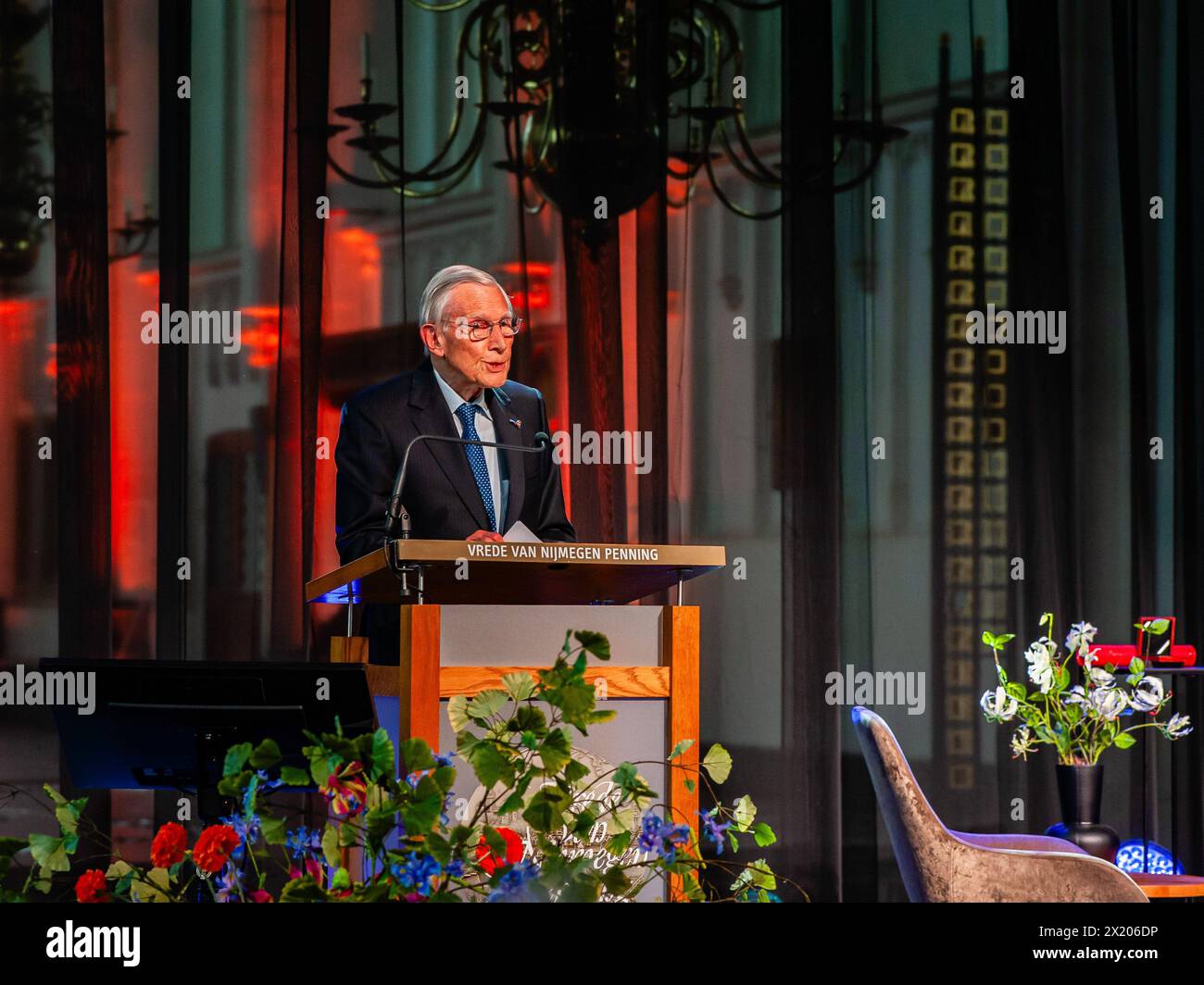 Former minister of Foreign Affairs, Ben Bot is seen giving a speech ...