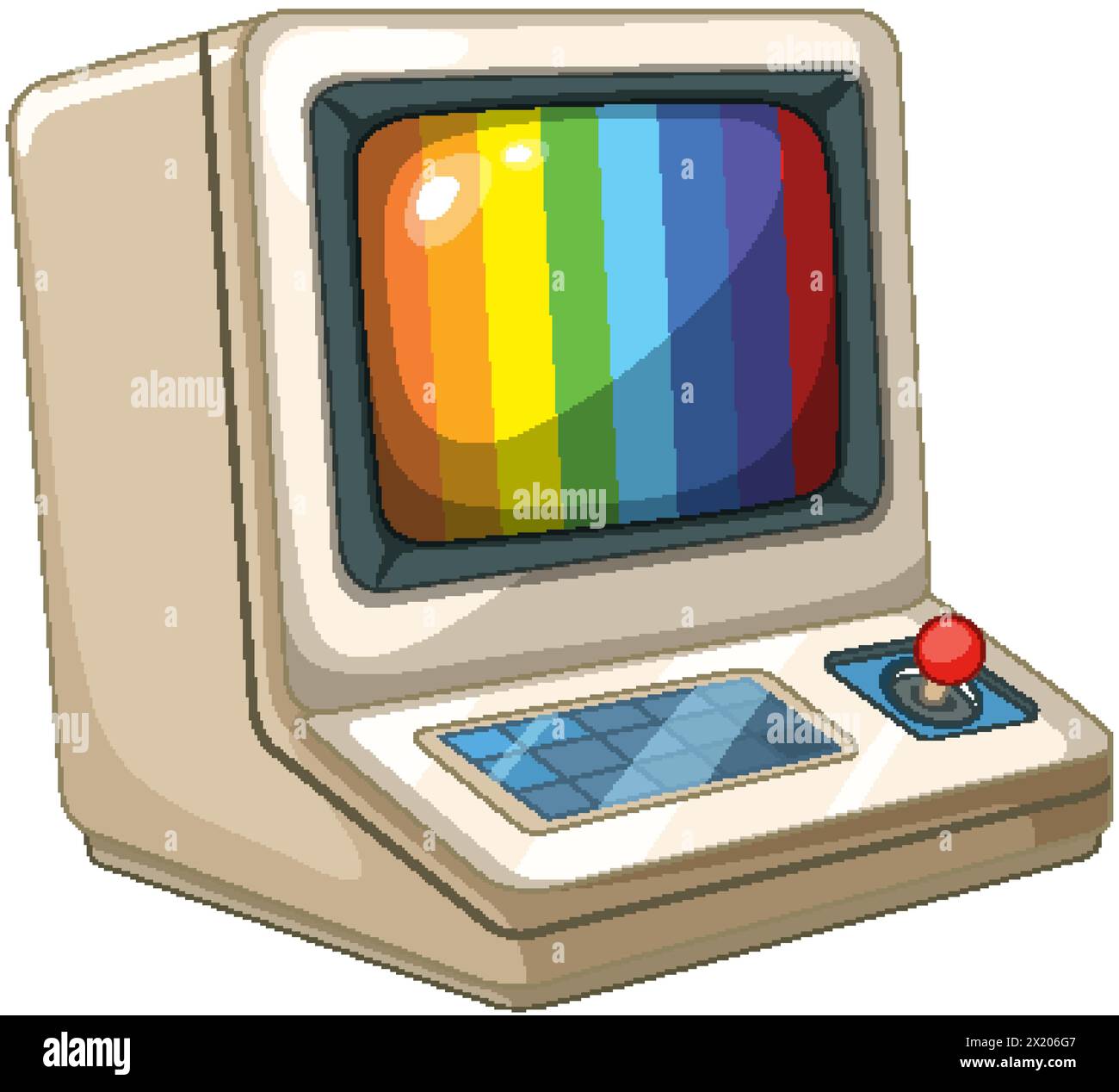 Vintage computer with a vibrant screen illustration Stock Vector Image ...