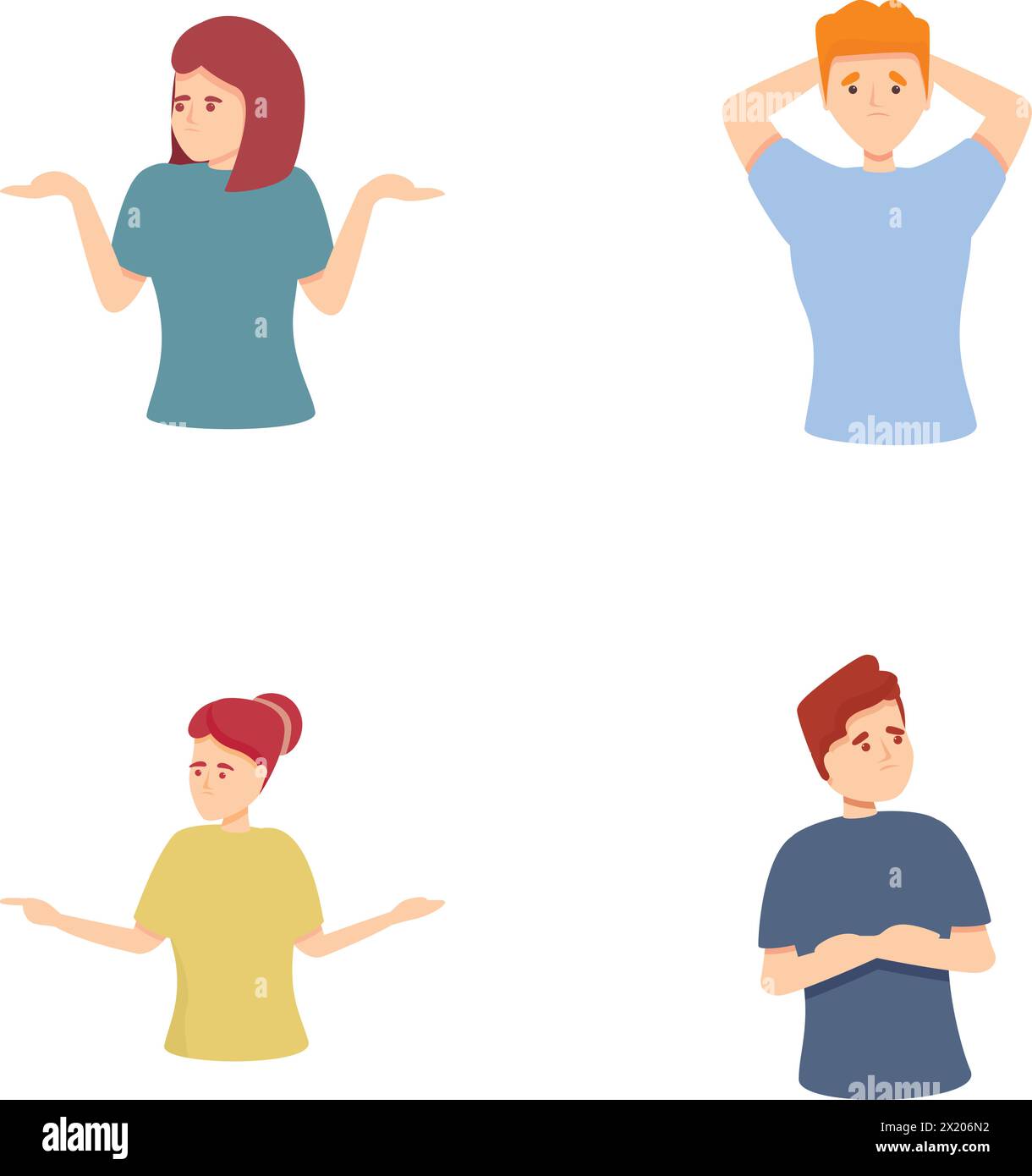 Ambiguous icons set cartoon vector. Confused character does not know ...