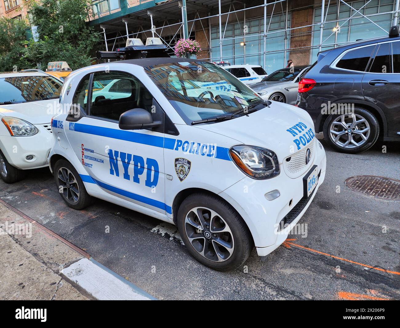New York City, USA - August 13, 2023: NYPD police car Smart City Coupe ...