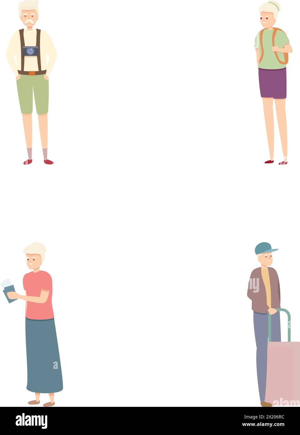 Retirement travel icons set cartoon vector. Old people active healthy ...