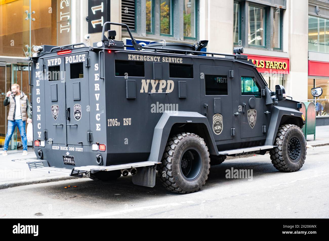 New York City, USA - November 11, 2023: Police emergency rescue vehicle ...