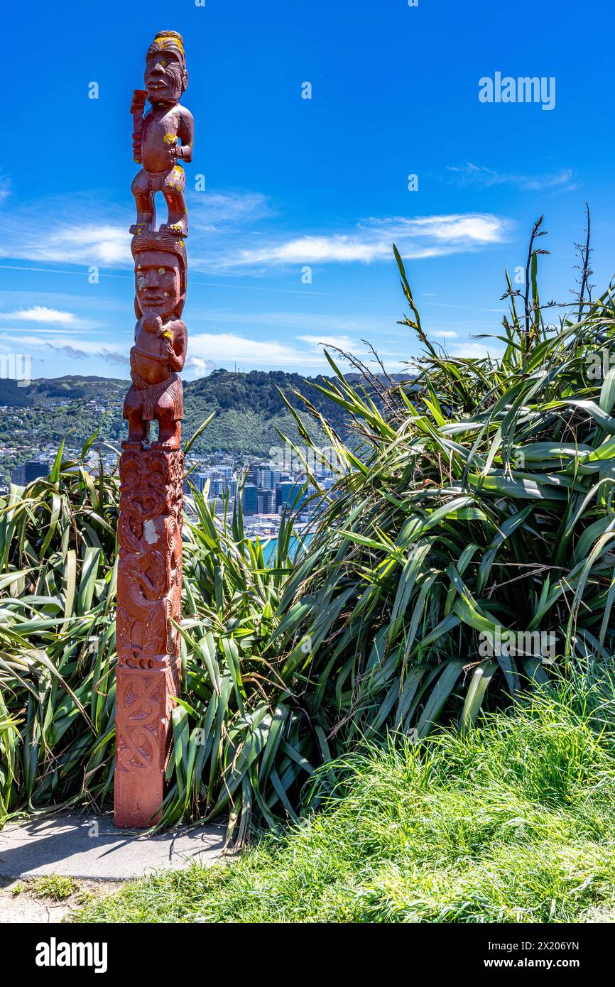 Summit of Mt. Victoria outside Wellington New Zealand with a cannon ...